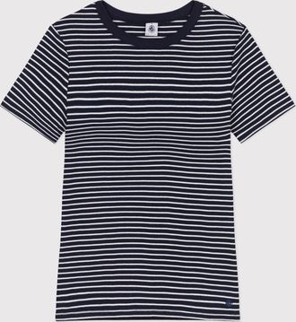 Petit Bateau Damen A0D3Q Kurz&auml;rmeliges T-Shirt, Blau/Wei&szlig;, XS