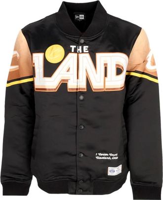 New Era Homme, Vestes, Noir, Taille: XL Snap Satin Bomber Jacket