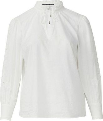 QS by s.Oliver Langarmbluse Bluse Leichte Baumwollbluse mit Stickerei am &Auml;rmel