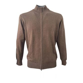 Cashmere Company Zip Sweater - - Knitwear - Herren - Braun - XL