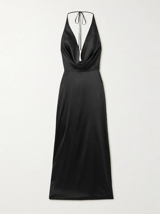 &Eacute;terne Carla Neckholder-maxikleid Aus Satin Aus Einer Seidenmischung - Schwarz