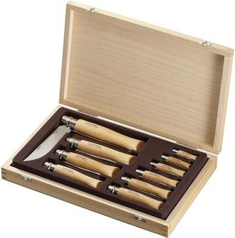 Opinel Opinel - Coffret Collection 10 Couteaux de Poche - N°02, 03, 04, 05, 06, 07, 08, 09, 10 et 12 - Lame Acier Inox, Manche Bois de Hêtre - Fabrication Fr