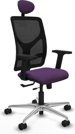 Piqueras y Crespo Stuhl mit Nackenst&uuml;tze, 2D-Arme, h&ouml;henverstellbare Lendenwirbelst&uuml;tze und festes Kopfteil, ausgestattet mit Syncro/Traslack und Schneideschaum, Schwar