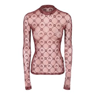 Marine Serre Femme, Tops, Rouge, Taille: 42 FR Tissu en maille l&eacute;ger