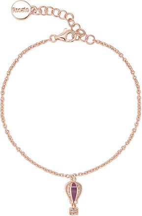 Rosato Aria Armband Heißluftballon aus Sterlingsilber mit Karabinerverschluss in der Farbe Rosegold und 28 weißen Zirkonia, Größe: 18 cm, RZAR14