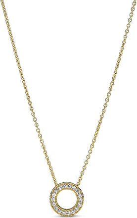 Pandora SHINE Kette mit Anhänger Pandora Logo Kreis gelbvergoldet, Zirkonia 367436C01-45