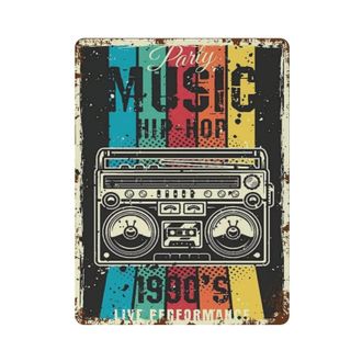 Hdadwy Metall-Blechschild, Musik, Hip-Hop, Vintage-Blechschild, Wanddekoration, Landhaus-K&uuml;che, Zuhause, Garage, Dekoration, 40,6 x 30,5 cm