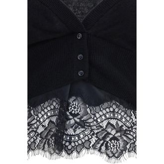 Ermanno Scervino Cashmere with Lace Trim Cardigan - Black