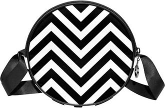 Generic Petit sac &agrave; bandouli&egrave;re rond pour femme, motif z&egrave;bre abstrait, avec fermeture &eacute;clair, bretelles r&eacute;glables, sac &agrave; main rond d&eacute;contract&eacute; pour femmes et 