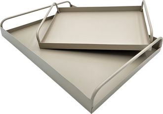 Meinposten Tablett Metall 2er Set Beige Modern Serviertablett Dekotablett 38x28 u 30x20 cm Sand