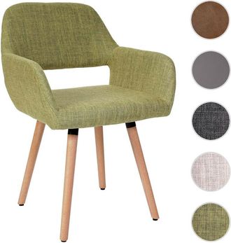 Mendler Mendler - Chaise de salle à manger Altena ii, fauteuil, design rétro des années 50 - tissu, vert clair