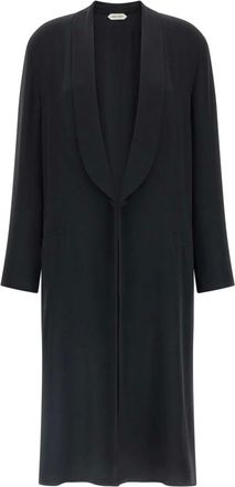 Alberta Ferretti Femme, Manteaux, Noir, Taille: 38 FR Manteau en Georgette de Soie Double Épaisseur