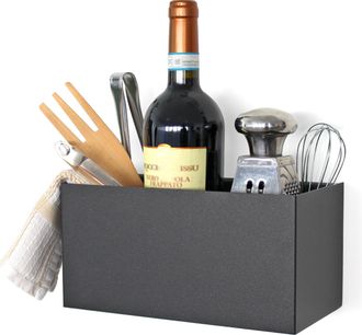 KalaMitica Magnetischer Beh&auml;lter aus Stahl, Einrichtungsgegenstand f&uuml;r magnetische W&auml;nde - Anthrazit - 25 x 12,5 x 12,5 cm