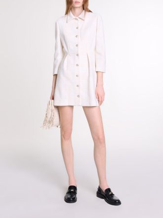 Maje Kurzes Tweedkleid - Ecru - Gr&ouml;&szlig;e 38 - Maje