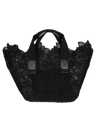 Ermanno Scervino Shopper & Totes - Handbag With Black Lace Overlay - Gr. unisize - in Schwarz - f&uuml;r Damen