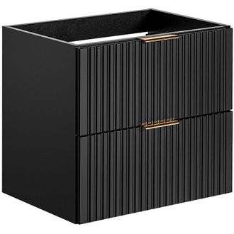 Vente-Unique Vente-unique - Meuble sous vasque suspendu stri&eacute; - Noir - L60 cm - zevara