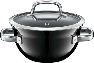 WMF Fusiontec Mineral Kochschüssel mit Glasdeckel 20 cm, kleiner Topf Induktion 2,3l, High-Tech Keramik, kratzfest, schwarz