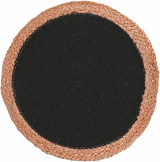 Villa D'Este Home Tivoli Tischset rund schwarz aus Baumwolle, Jutebr&uuml;he &Oslash; 38 cm, Natural