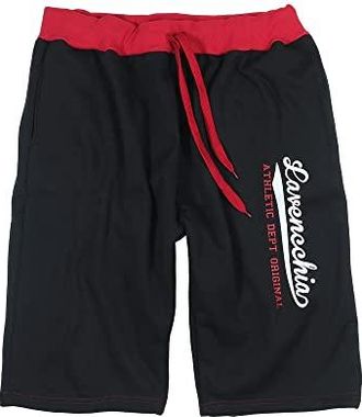 Lavecchia Mens Bermuda Shorts Black-Red Big Sizes, Taille:8XL