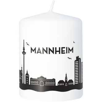 Goodtimes Stumpenkerze Mannheim Skyline (Wei&szlig;)