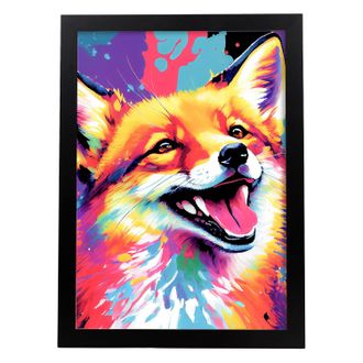 Nacnic Fuchs Poster im Vollfarb Portrait Stil. Lustige Illustrationen von Tieren im Aquarell-Kunststil. Innenarchitektur und Dekoration. A3