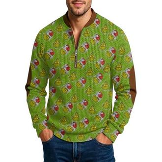 Generic Le Grinch Pull De Noel Homme Sweater Noel The Femme Sweatshirts Deguisement Enfant Pyjama zippé 2025 Pulls Moche Costume Adulte Sweat Ugly col Rond Sw