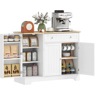 HOMCOM Buffet cuisine - HOMCOM - 3 portes, tiroir, &eacute;tag&egrave;res de porte et &eacute;tag&egrave;re r&eacute;glable - MDF - 105x40x83cm - blanc