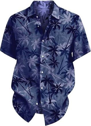 Generic Chemise hawa&iuml;enne &agrave; manches courtes pour homme, imprim&eacute; floral tropical, chemise d&eacute;t&eacute; l&eacute;g&egrave;re et respirante, coupe d&eacute;contract&eacute;e, col rabattable, chemis