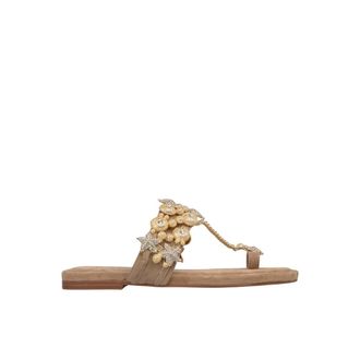 Alma En Pena Flache Sandale mit Perlen - - Shoes - Damen - Beige - 42 EU