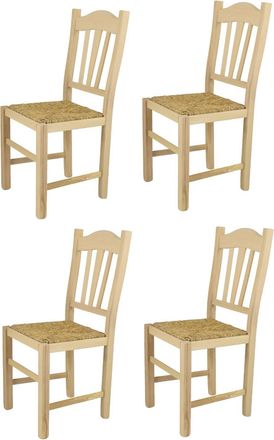 Tommychairs Tommychairs - 4er Set Stühle Silvana für Küche und Esszimmer, robuste Struktur aus poliertem Buchenholz, unbehandelt und 100% natürlich, Sitzfläche au