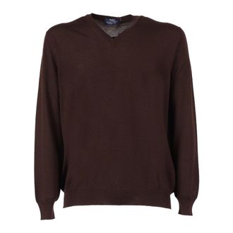 Fedeli V-Ausschnitt Strickware - - Knitwear - Herren - Braun - L