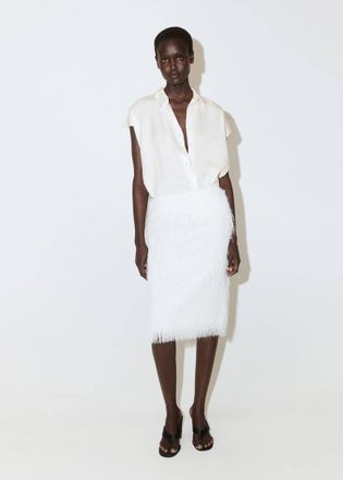 Mango Kurzarmhemd aus Lyocell cremewei&szlig; - Damen - 4XL - MANGO