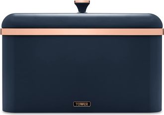Tower T826130MNB Cavaletto Brotkasten, robuster Karbonstahl, Nachtblau mit rotgoldenen Akzenten, Midnight Blue, Einheitsgröße