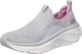 Skechers Femme Bold DLUX Walker 2.0 &Eacute;TAT en Gras, Bordure Rose en Tricot Gris, 35 EU