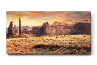 Paul Sinus Art Sinus Art Wandbild 100x50cm Faszinierende Gesteinsformationen unter goldenem Himmel in Western-Atmosph&auml;re