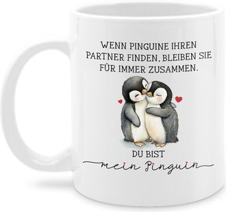 Shirtracer Tasse Tassen 325ml - Wenn Pinguine ihren Partner finden bleiben sie für immer zusammen I Partner Geschenke Valentinstag Geschenke Pärchen Jahrestag Ge
