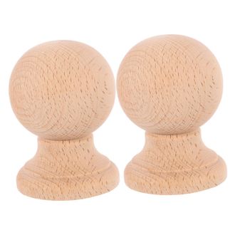 Cabilock 2st&uuml;cke Massives Holz Deko Kugel Finials Runde Holzknauf Endkappen Aus Vollholz Unlackierte Holzkugel Verzierungen F&uuml;r M&ouml;bel Treppen Und Gardinenstang
