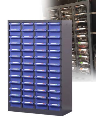 Generic Robuster Aufbewahrungsschrank mit 60 Schubladen, Kleinteile- und Werkzeug-Organizer mit transparenten Schubladen for die Garage und Werkstatt(Blue,No 