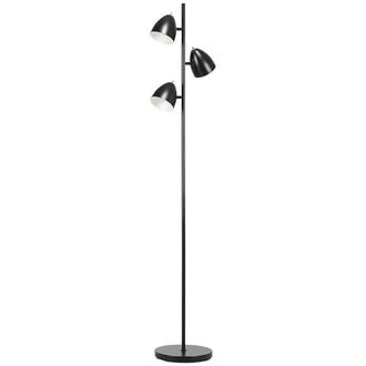 HOMCOM Lampadaire sur pied salon style industriel 3 abat-jours orientables en acier 38 x 28 x 169 cm noir
