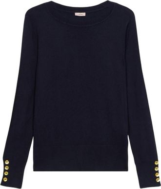 Oltre Pullover mit Zierkn&ouml;pfen - - Knitwear - Damen - Blau - M