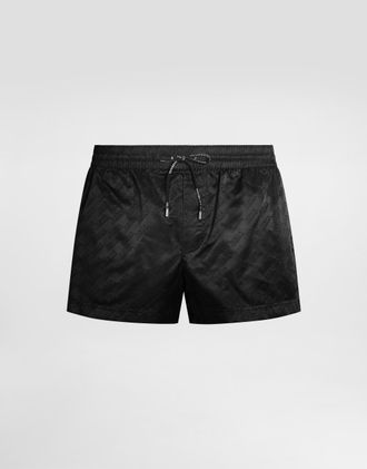 Dolce & Gabbana Badeboxer Aus Jacquard Mit Logo - Mann Beachwear Schwarz 7