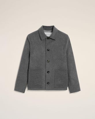 Ami Ami Paris - Blouson boule gris boutonn&eacute; en laine et cachemire Gris Carbone & gris Cendre - Taille : XXL - pour Homme