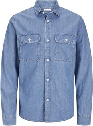 Jack & Jones JJETRAVIS T-Shirt LS Noos, Bleu Jeans Clair, XXL