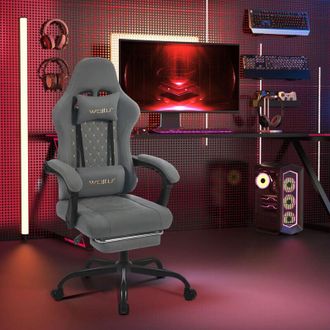 Woltu Gaming Stuhl Ergonomisch, Schreibtischstuhl mit Massagefunktion, Computerstuhl mit Taschenfederkissen, Drehstuhl mit Kopfkissen, Lendenkissen