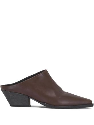 Brunello Cucinelli Mules mit eckiger Kappe - Braun