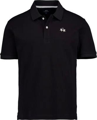 La Martina Herren Polo-Shirt schwarz Baumwoll-Piqu&eacute;