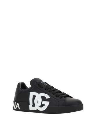 Dolce & Gabbana Mens Leather Sneakers Nero-Nero Nero/nero