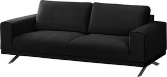 Jack & Alice home24 Sofa Lorcy 2,5-Sitzer Schwarz/Anthrazit Webstoff 216 x 81 x 89cm Glamour