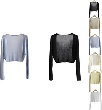 Generic Meetitsneeds Cardigan, cardigan l&eacute;ger, court, bol&eacute;ro ouvert sur le devant, 2 pi&egrave;ces - 2, taille unique