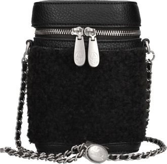 Ash Ash, Femme, Sacs, Noir, Taille: ONE Size Sac bandouli&egrave;re en cuir et fausse fourrure